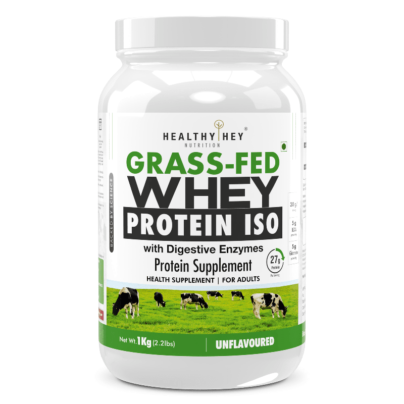 Buy Grass-Fed Whey Protein Isolate - 1kg Unflavoured – HealthyHey Nutrition