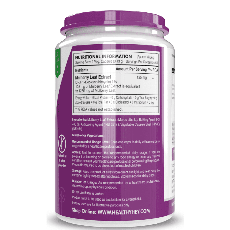 Mulberry leaf extract, Support Blood Glucose Level 60 veg. Capsules ...